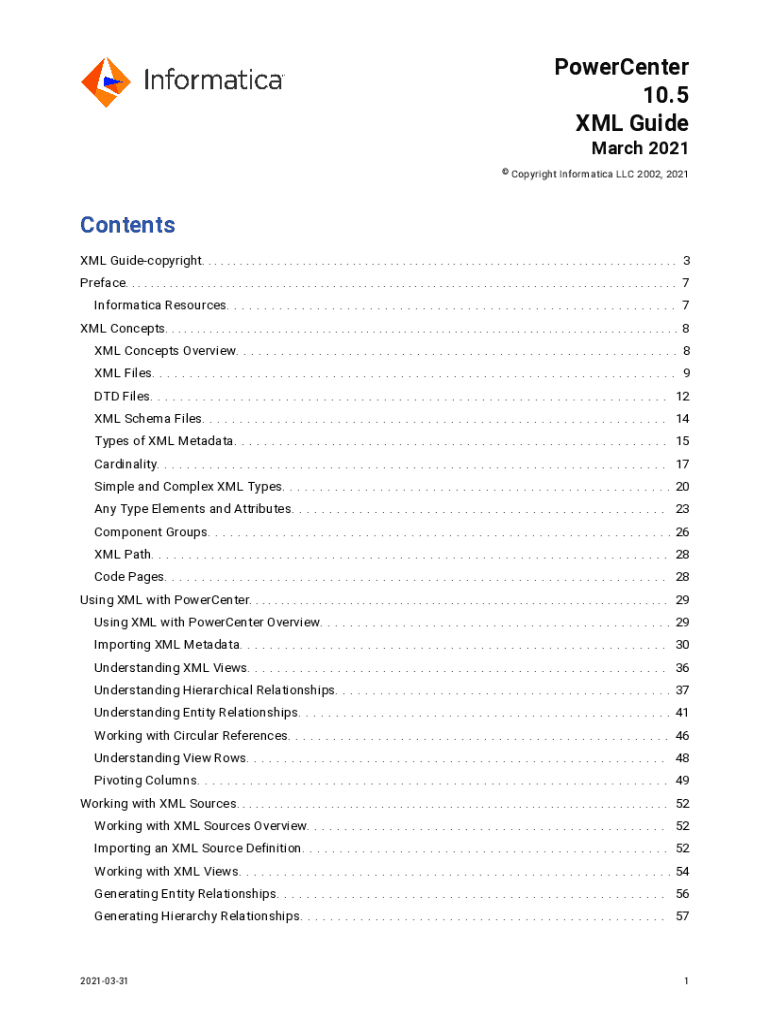 Fillable Online Informatica PowerCenter - 10.5 - XML Guide - (English ...