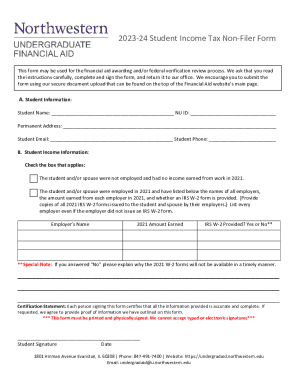 Fillable Online 2023-24 Student Income Tax Non-Filer Form Fax Email ...