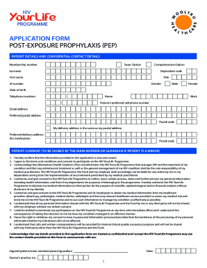 Fillable Online APPLICATION FORM POST-EXPOSURE PROPHYLAXIS (PEP) Fax ...