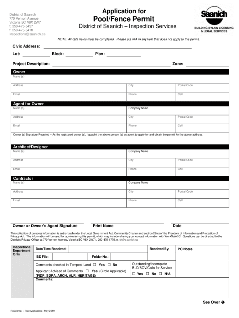 Fillable Online Pool/Fence Permit Fax Email Print - pdfFiller