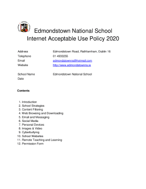 Fillable Online Edmondstown National School Internet Acceptable Use ...