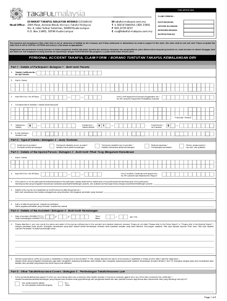 Fillable Online bangi kptm edu Takaful-malaysia.com.my Fax Email Print - pdfFiller