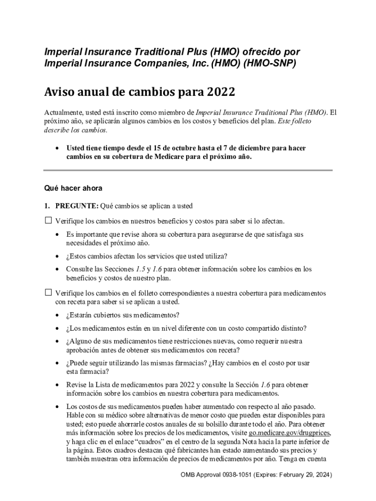 Completable En línea Imperial Insurance Traditional Plus (HMO) ofrecido ...