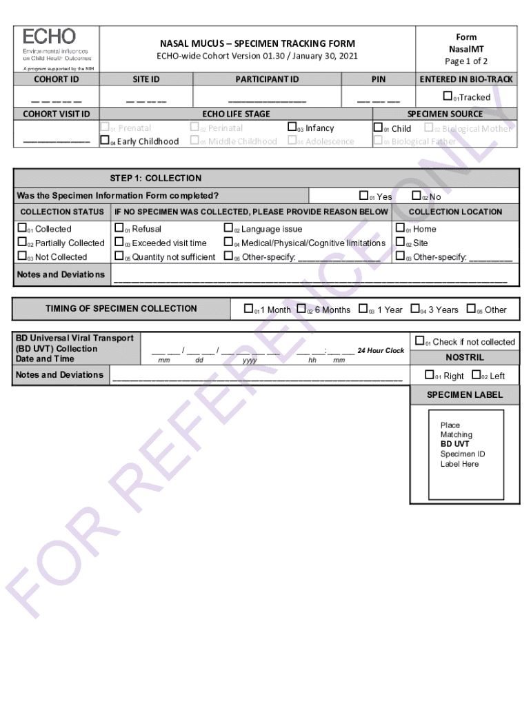 Fillable Online Sample Collection Kit for COVID19 testing, Nasal ...