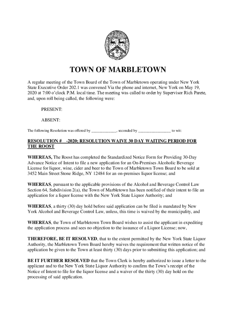 Fillable Online TOWN OF MARBLETOWN Fax Email Print - pdfFiller