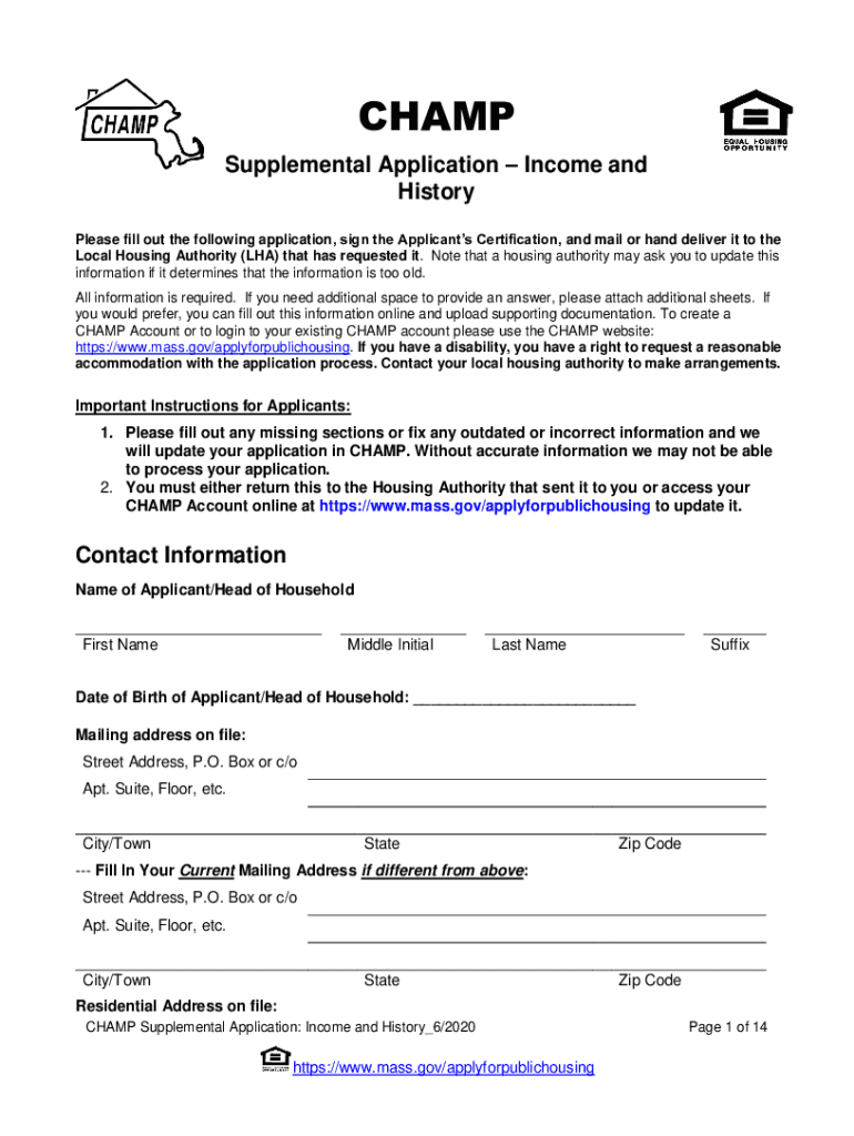 Fillable Online CHAMP - Application for State-Aided Public Housing Fax ...