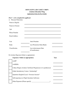 Fillable Online QAIC 5 app form - Hong Kong Air Cadet Corps Fax Email ...