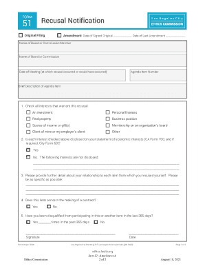 Fillable Online ethics lacity Quarterly Recusal Summary - Ethics ...