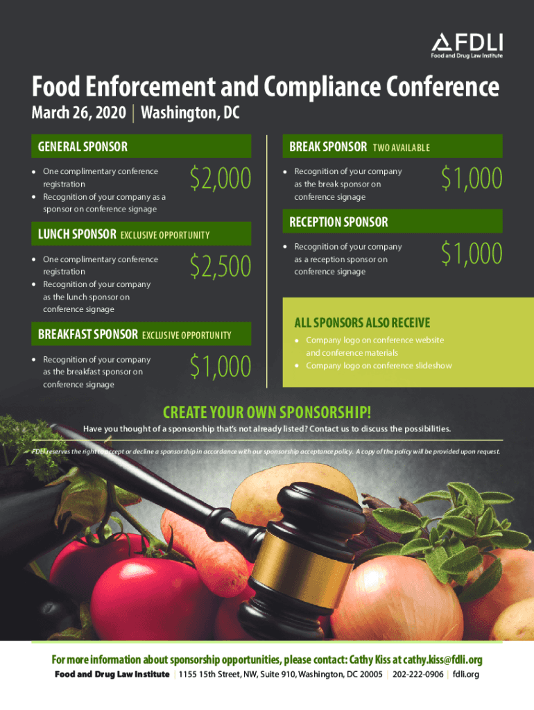 Fillable Online Food Enforcement and Compliance Conference Fax Email ...
