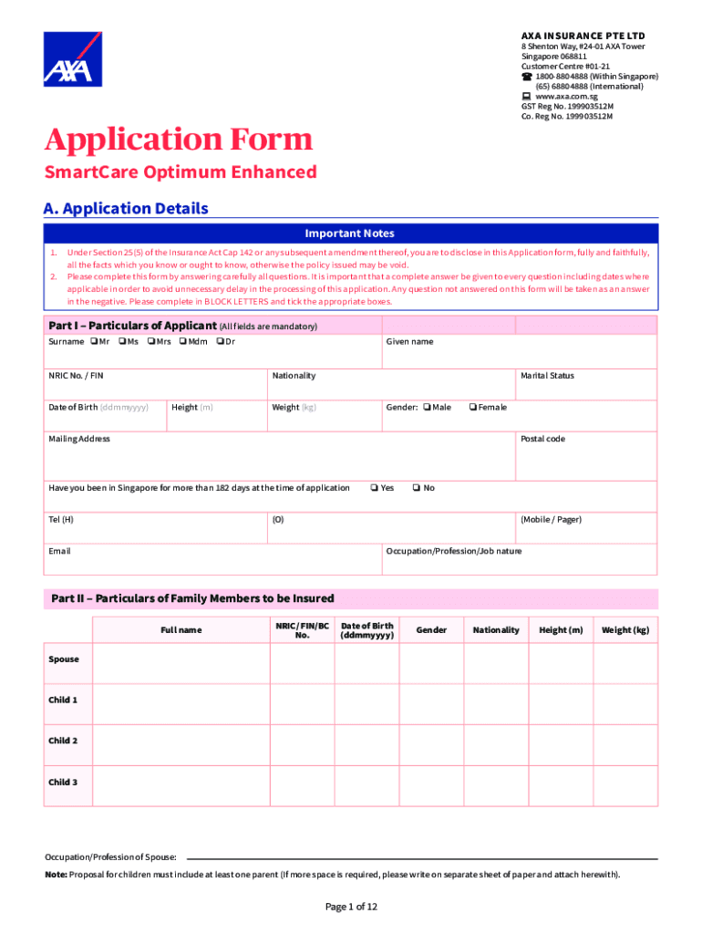 Fillable Online AXA INSURANCE PTE LTD - Singapore Sports Guide Fax ...