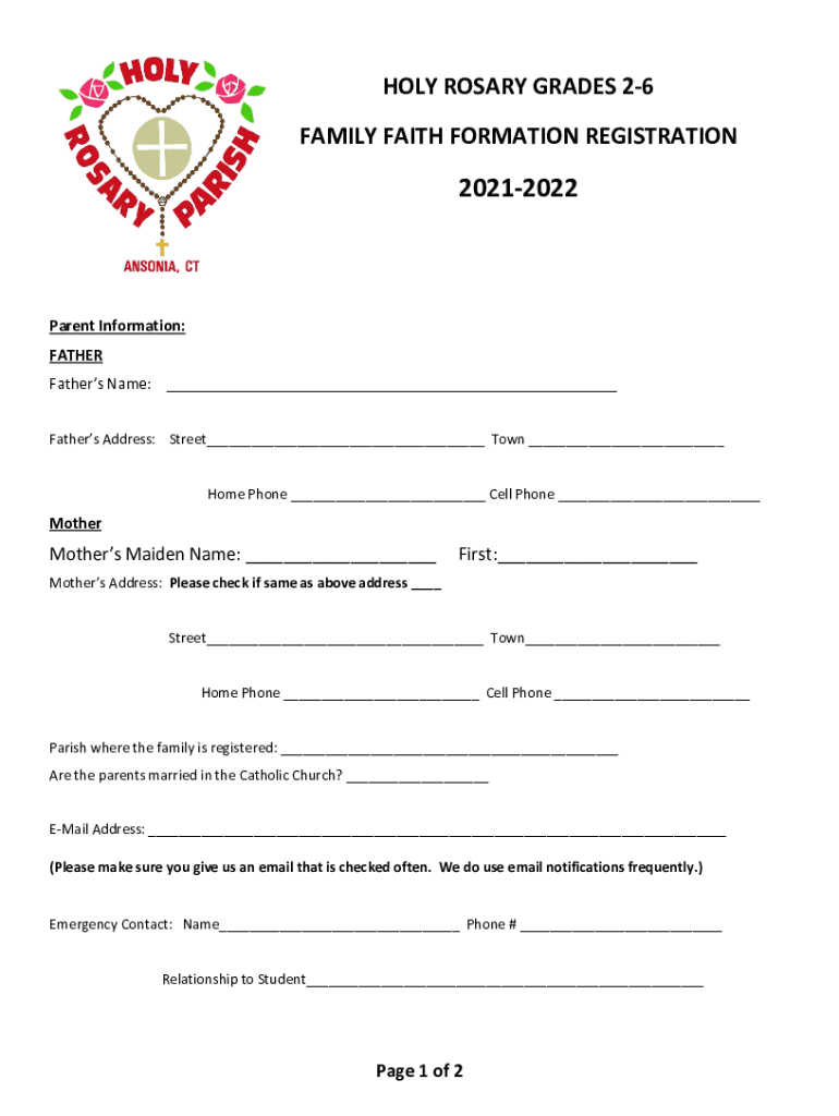 Fillable Online Print clearlyFill all blanks - Holy Rosary Catholic School Fax Email Print ...