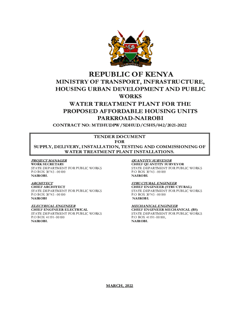 Fillable Online REPUBLIC OF KENYA - State Department of Housing and ...