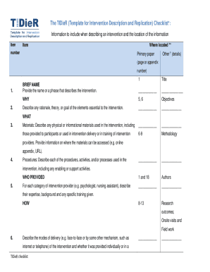 Fillable Online template for intervention description and replication ...