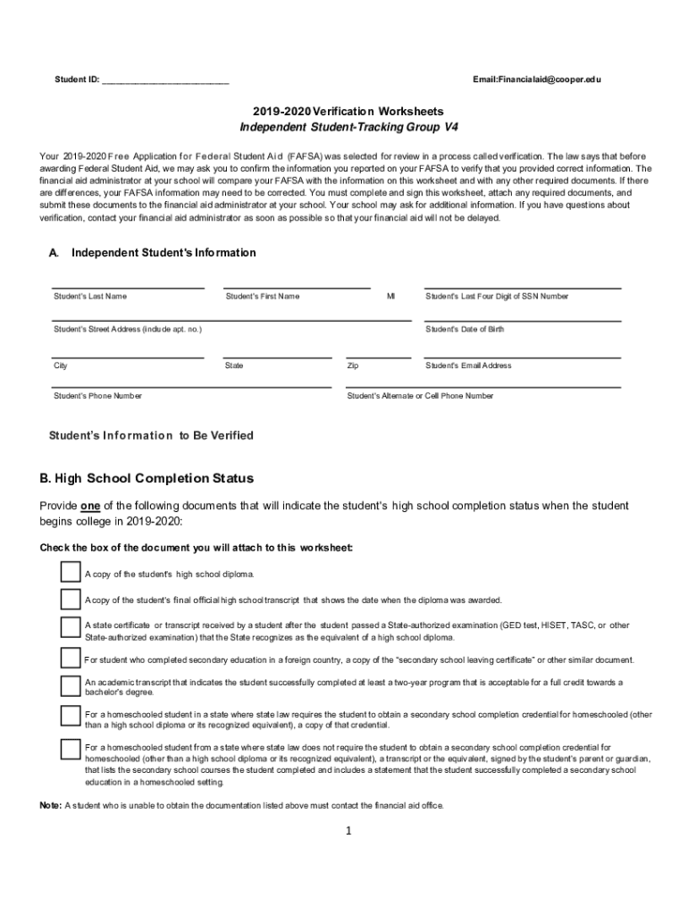 Fillable Online 2022-2023 Verification Worksheet - Independent Student - JALC Fax Email Print ...