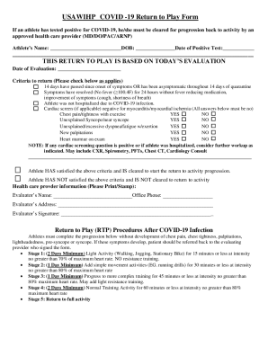 Fillable Online COVID-19 Return to Play Form Any athlete who has tested ...