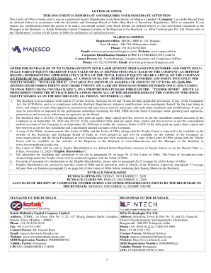 Fillable Online MAJESCO LIMITED Buyback Letter of Offer Fax Email Print ...