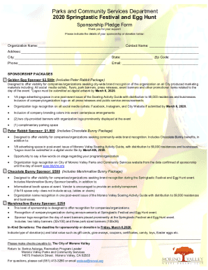 Fillable Online Parks and Community Services Department 2020 Springtastic ... Fax Email Print ...