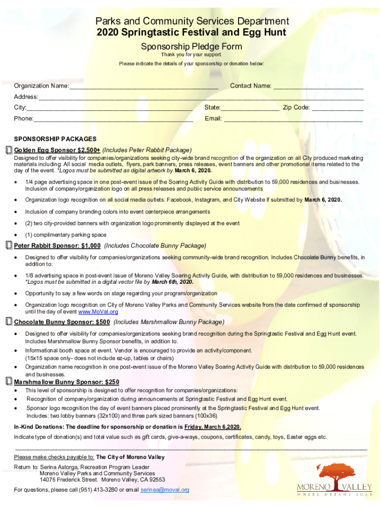 Fillable Online Parks and Community Services Department 2020 ...