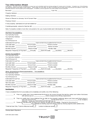 Fillable Online Tax Information Sheet - Correspondent Seller Guide Fax ...