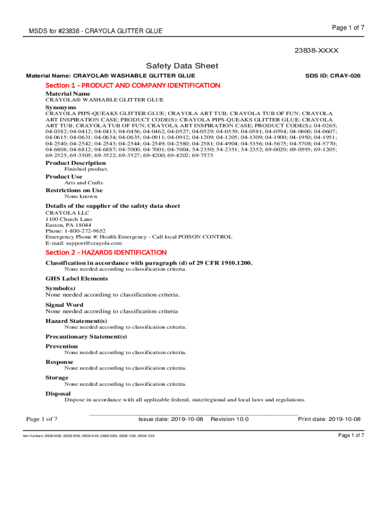Fillable Online SAFETY DATA SHEET Page:1/7 MSDS No.: DPC-1062 ... Fax ...