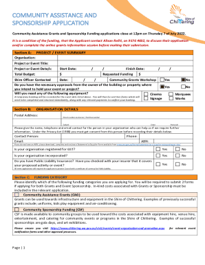 Fillable Online community assistance and sponsorship application Fax Email Print - pdfFiller