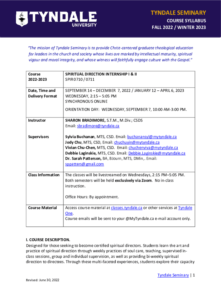 Fillable Online Home - Tyndale Theological Seminary and Biblical Institute Fax Email Print ...