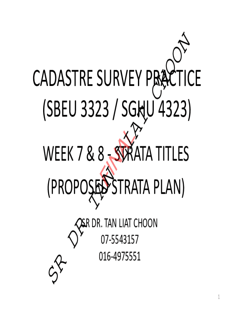 Fillable Online week 7 & 8 - strata titles (proposed strata plan ...