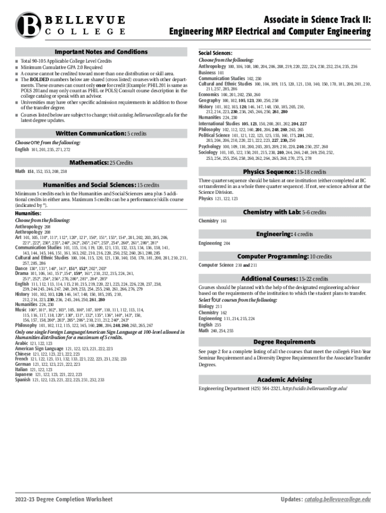 Fillable Online Science, Track II: Engineering MRP* Electrical and Computer ... Fax Email Print ...