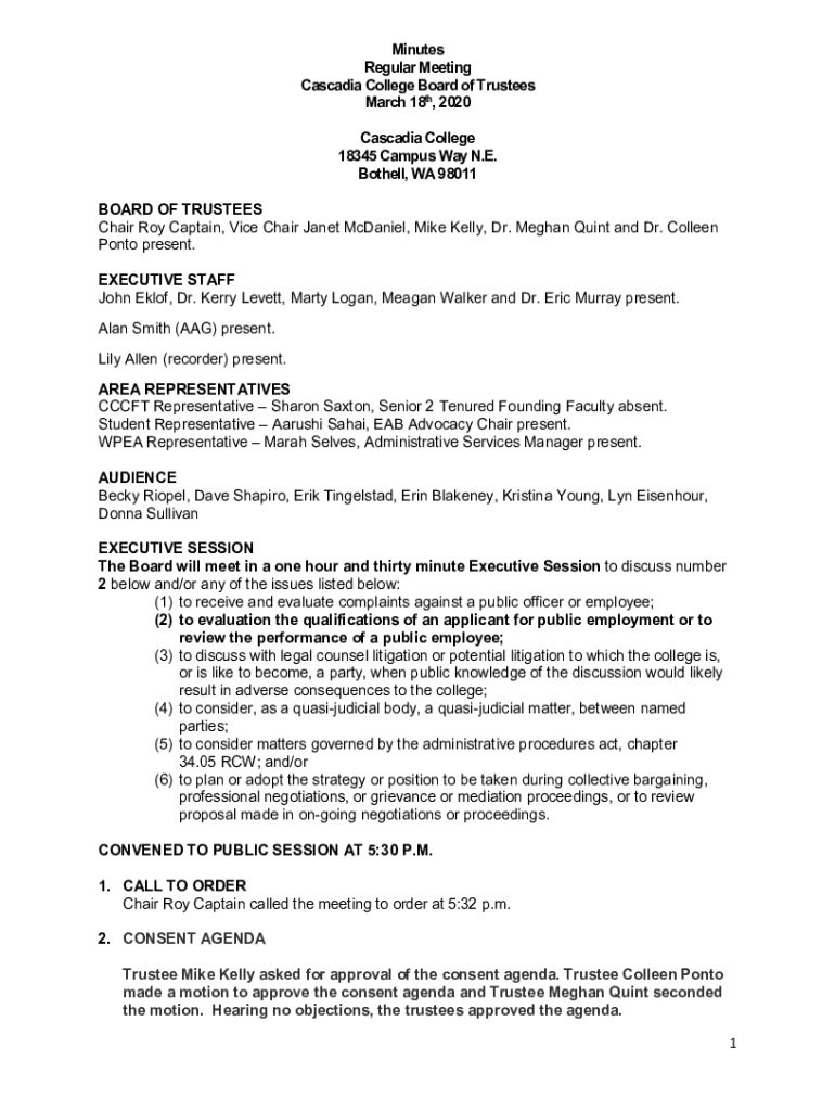 Fillable Online Chair Roy Captain, Vice Chair Janet McDaniel, Mike ...