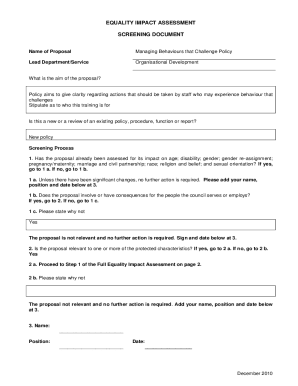 Fillable Online Equality impact assessment (EIA) screening form Fax ...