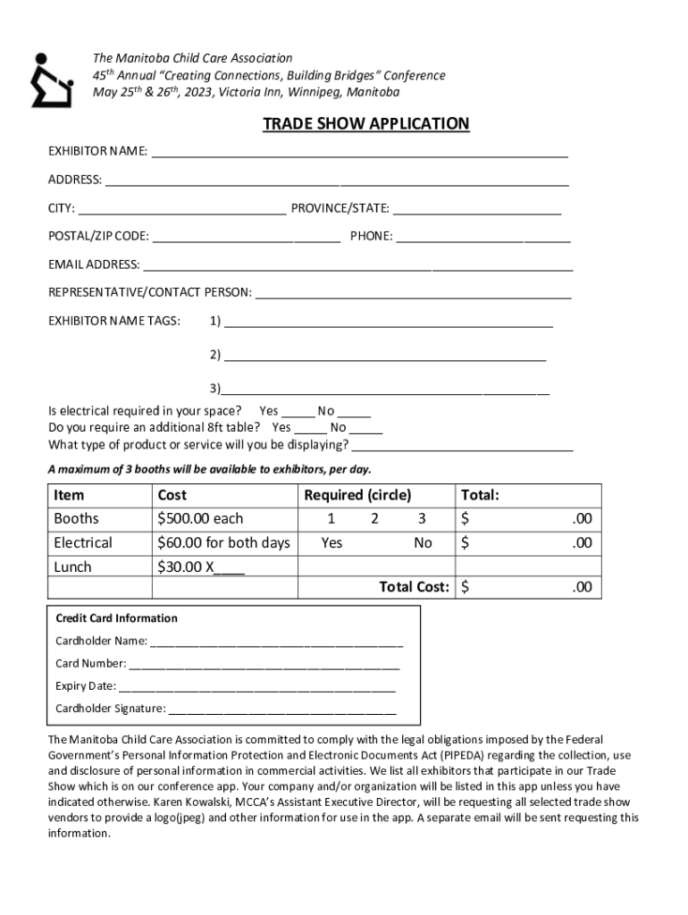 Fillable Online TRADE SHOW APPLICATION Fax Email Print - pdfFiller