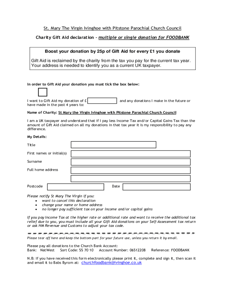 Fillable Online to print out a gift aid form - The Deanery Church of St ...