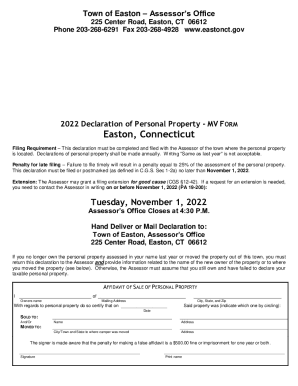 Fillable Online TAX ASSESSOR: Property Assessment Information - Easton ...