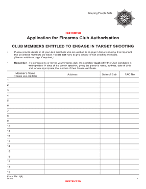 Fillable Online Firearms Forms - Form 30-11-a- - List of Club Members ...