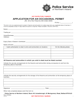 Fillable Online Firearms Form 30-9 (a) - Application for an occasional ...