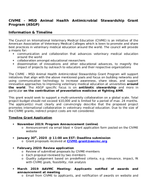 CIVME - MSD Animal Health Antimicrobial Stewardship Grant Program (ASGP) Doc Template | pdfFiller