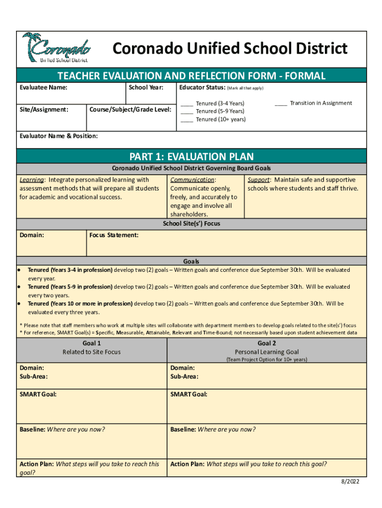 Fillable Online teacher evaluation and reflection form - formal Fax Email Print - pdfFiller