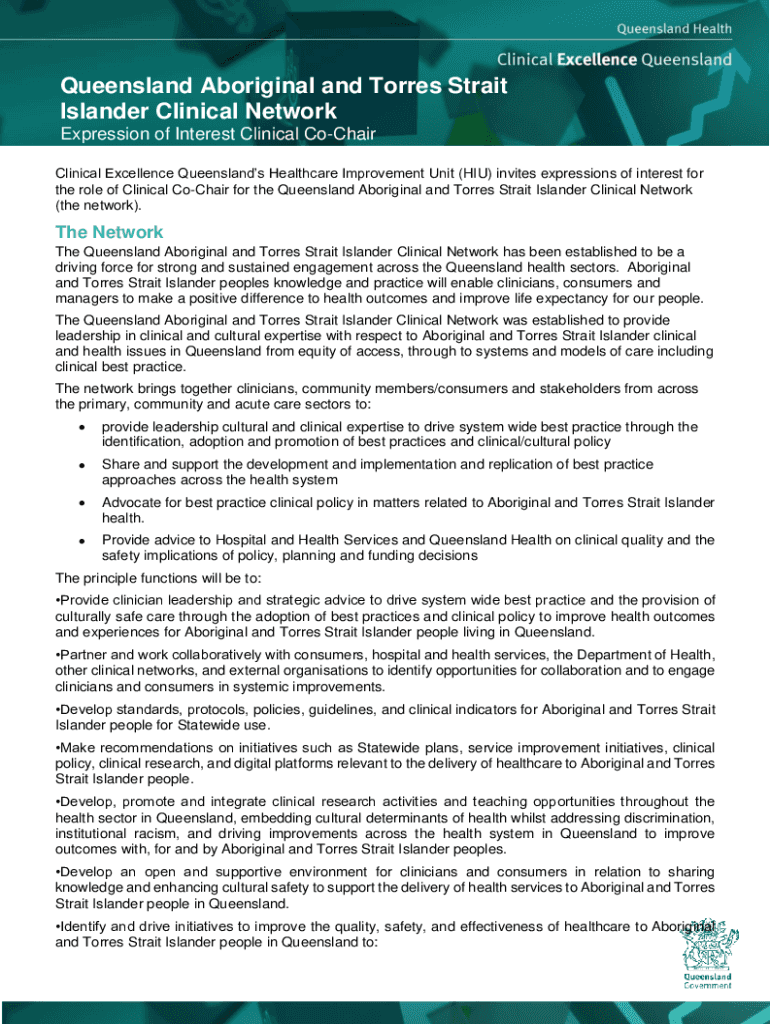 Fillable Online Aboriginal and Torres Strait Islander Clinical Network - EOI Application Form ...