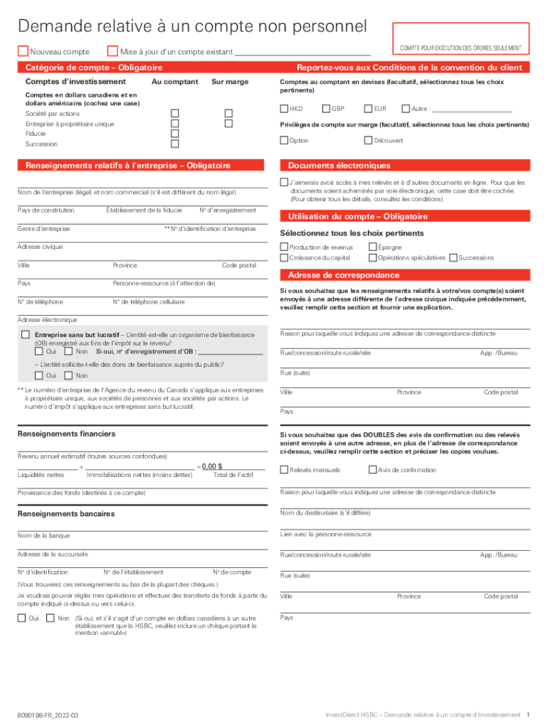 Remplissable En Ligne HSBC InvestDirect Forms Fax Email Imprimer ...