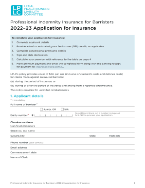 Fillable Online Solicitors Professional Indemnity Insurance Application ...