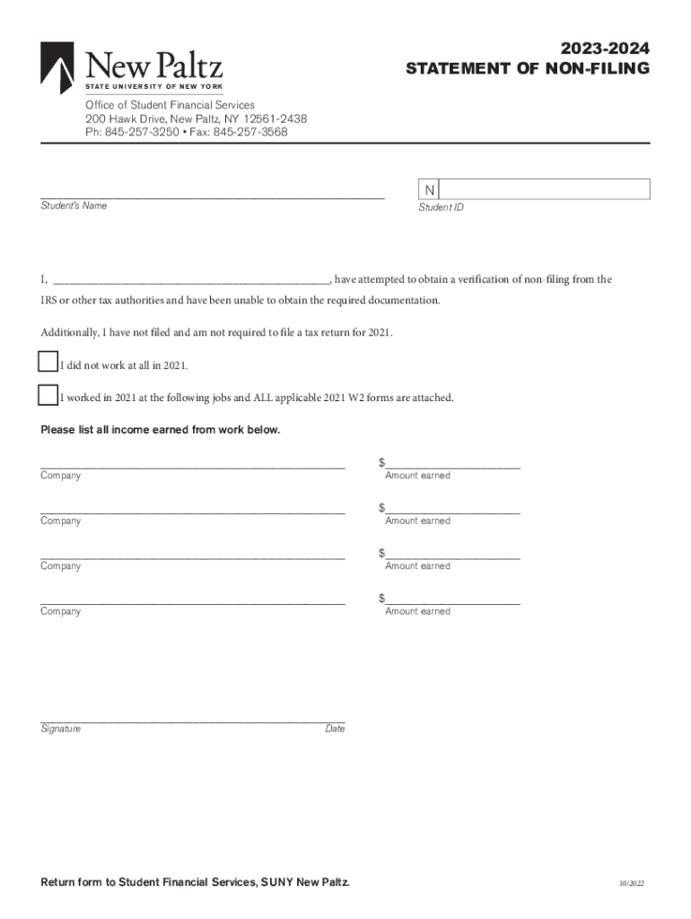 Fillable Online STATEMENT OF NON-FILING Fax Email Print - pdfFiller