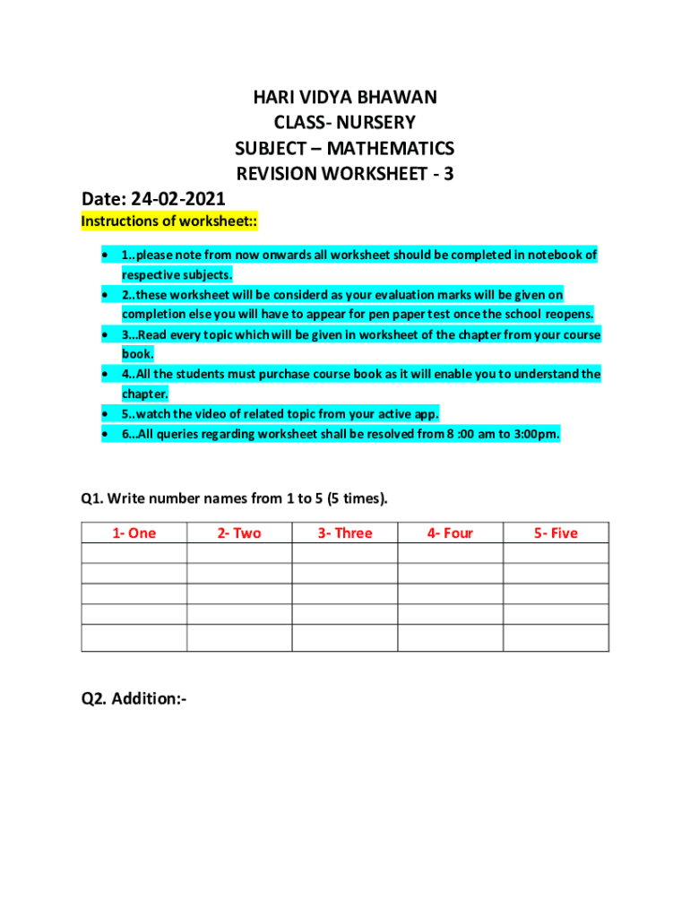 Fillable Online Printable Maths Worksheets For Nursery - Print Learn ...