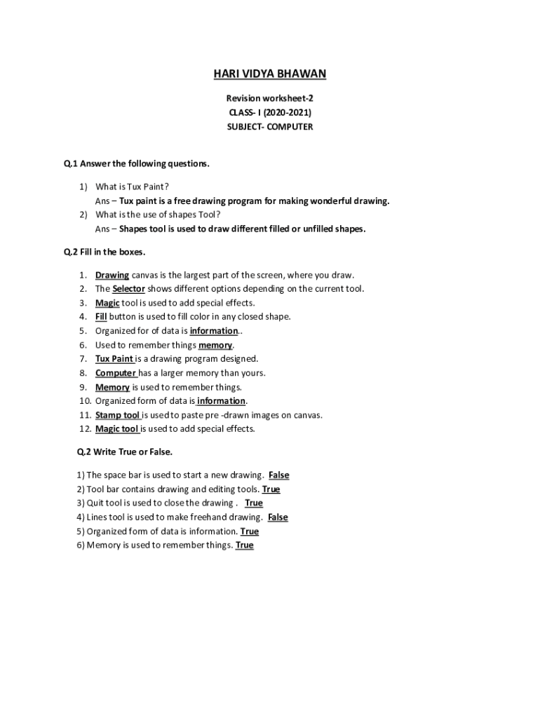 Tux Paint Worksheets For Grade 1 - Fill Online, Printable, Fillable ...