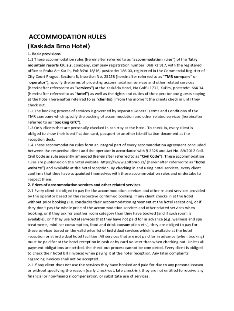 Fillable Online Hotel Rules and Regulation (House Rules) Sample Fax Email Print - pdfFiller