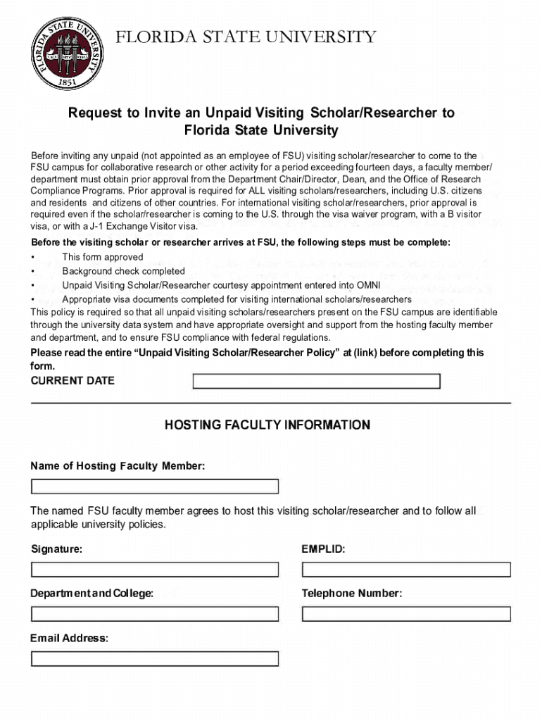 Fillable Online regulations fsu Visiting Scholars - FSU Global ...