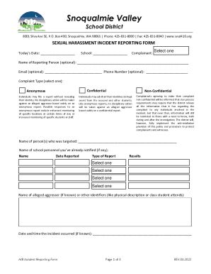 Fillable Online Sexual Harassment Incident Reporting Form Fax Email ...