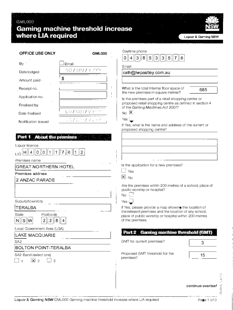 Fillable Online Great Northern Hotel application. Great Northern Hotel - LIA application Fax ...