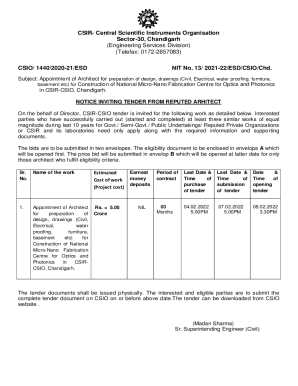 Fillable Online CSIR- Central Scientific Instruments Organisation Fax ...