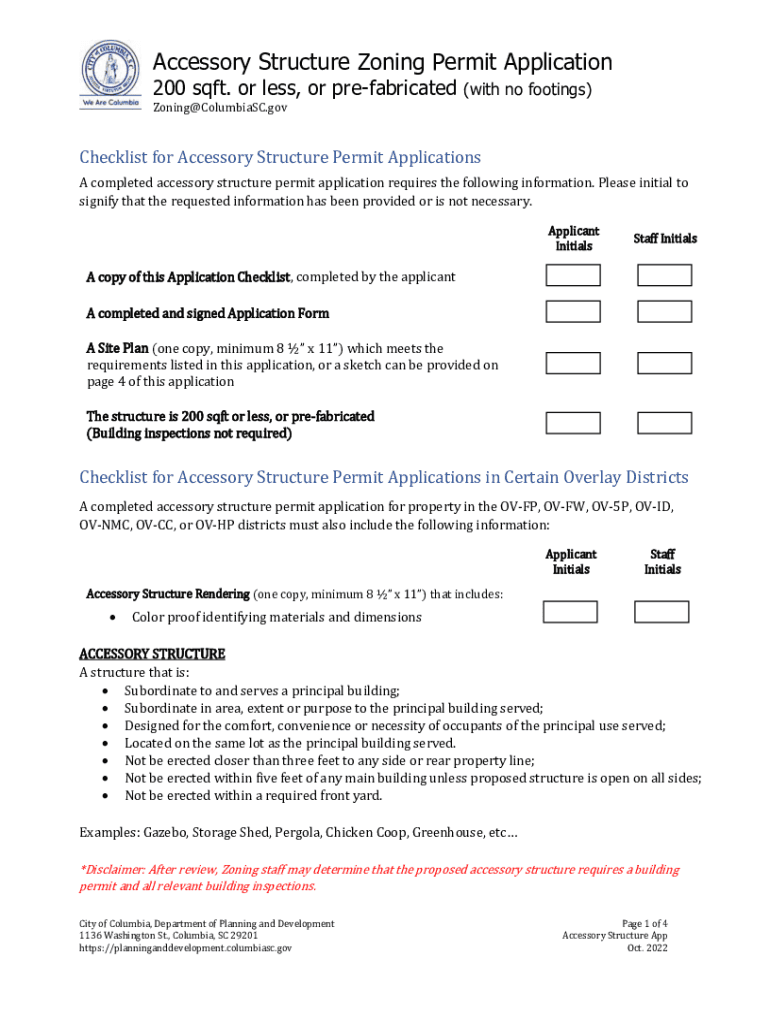 Fillable Online Accessory Structure Zoning Permit Application Fax Email ...