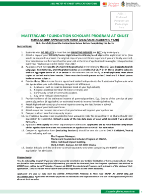 Fillable Online Mastercard Foundation Scholarship Application Form Pdf ...
